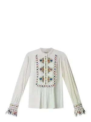MARANT ETOILE Monique Embroidered Broderie Anglaise Blouse - White
