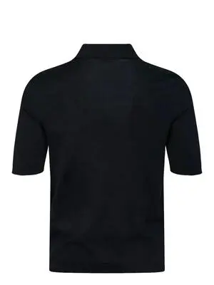JIL SANDER Short-sleeve Knitted Polo Shirt - Black