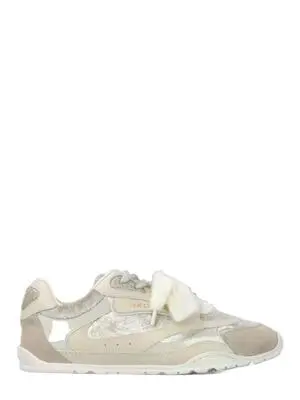 Pinko Panelled Shearling-trimmed Sneakers - Neutrals