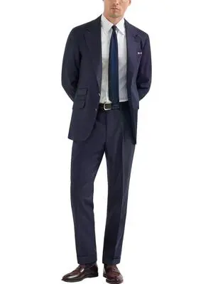 Brunello Cucinelli Virgin Wool Flannel Deconstructed Cavallo Blazer - Blue