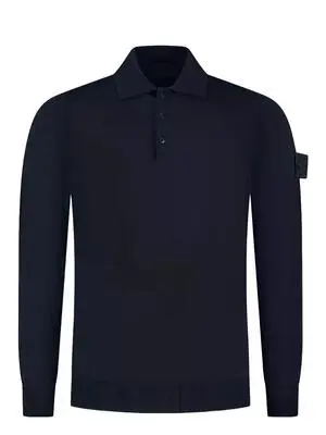 Stone Island Logo-patch Long-sleeve Polo Shirt - Blue