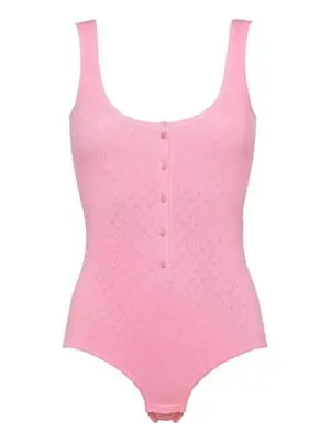 ERES Button-up Pointelle Knit Bodysuit - Pink
