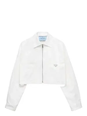 Prada Chino Blouson Jacket With Enameled Triangle Logo - White