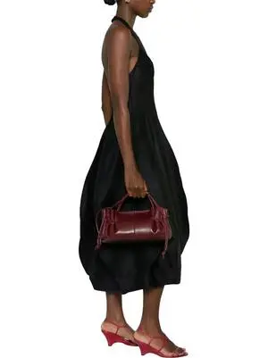 Hereu Ruched Leather Tote Bag - Red