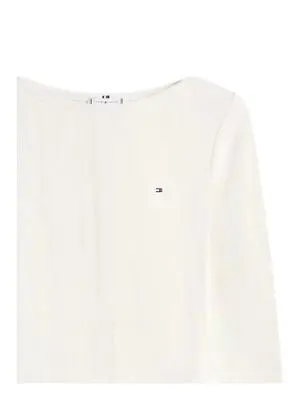 TOMMY HILFIGER Tommy Hilfiger Ribbed Knit Boat Neck Long Sleeve T-Shirt