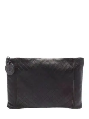 Bottega Veneta 2000s Intrecciato Leather Clutch Bag - Brown
