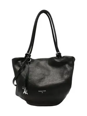 Patrizia Pepe Leather Shoulder Bag With Logo Plaque - Black