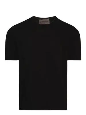 AMARANTO Linen Short Sleeve Sweater - Black