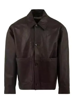 AMARANTO Long-sleeve Leather Jacket - Brown