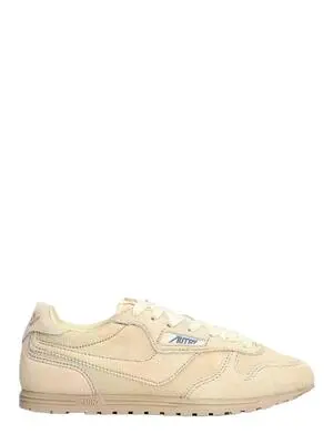AUTRY Windspin Pony-hair Logo-patch Sneakers - Neutrals