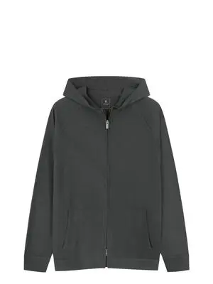Boggi Milano Knitted Full-zip Hoodie In Superfine Merino Wool - Grey