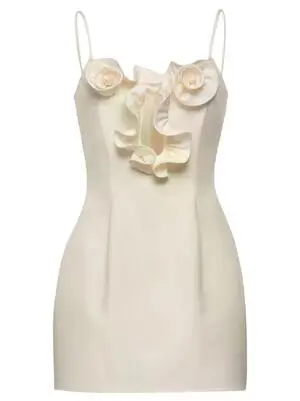 Magda Butrym Ruffled Floral-appliqué Mini Dress - Neutrals