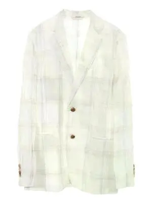 Hermès 2010s Single-breasted Check Blazer - White