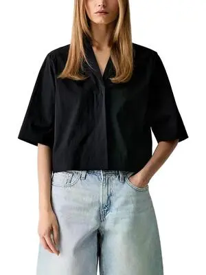 Marc O'polo Notched Collar Short Sleeve Shirt - Black