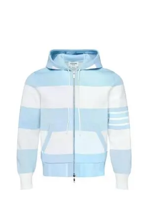 Thom Browne Rugby Stripe Zip Hoodie - Blue