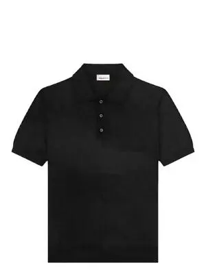 AMARANTO Linen-knit Polo Shirt - Black