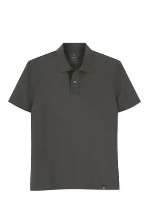 Boggi Milano Polo In Stretch Cotton-blend Piqué Cool Jade-fresh - Grey