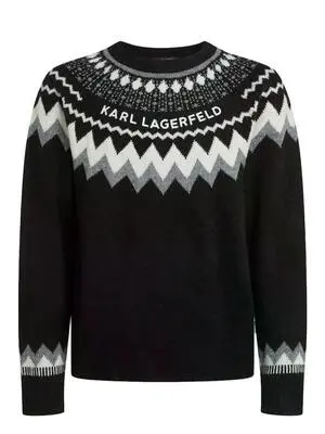 Karl Lagerfeld Fair Isle Knitted Sweater - Black