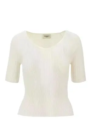 MAX MARA Weekend Max Mara Ribbed Knit V-Neck Short-Sleeve Sweater