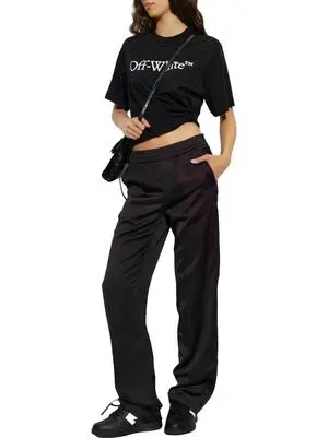Off-White Off-White Logo-Print Cropped T-Shirt Black