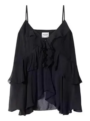 MARANT ETOILE Briara Ruffled Chiffon Top - Black