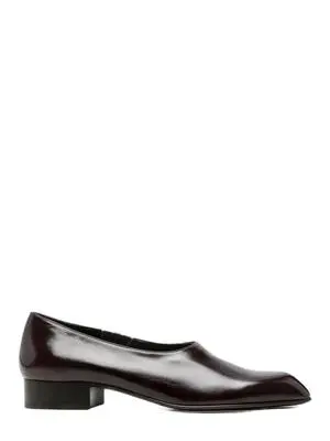 Khaite Leather Square-toe Loafers - Red
