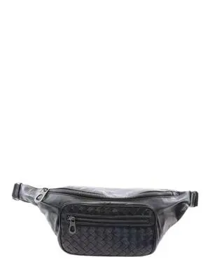 Bottega Veneta 2000s Intrecciato Leather Belt Bag - Black