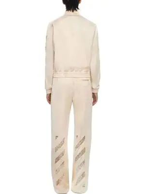 Off-White Off-White Lace-Insert Satin Bomber Jacket Neutrals