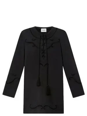 MARANT ETOILE Elka Dress Washed Heavy Cotton Jersey With Broderie Anglaise - Black