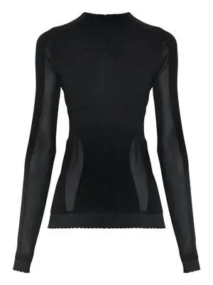 Attico Sheer Panelled Long Sleeve Top - Black