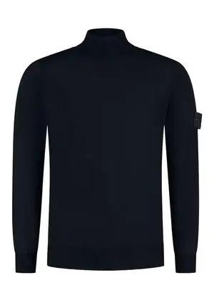 Stone Island Logo Patch Roll Neck Sweater - Black