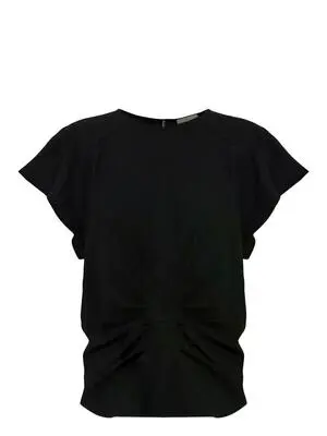 Isabel Marant Étoile ISABEL MARANT Black Gathered Crew Neck Cap Sleeve Top Black