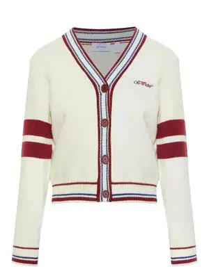 Off-White Logo Embroidered Cardigan - Neutrals