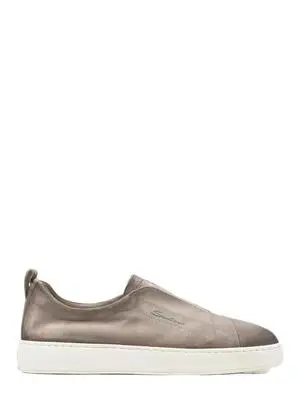 Santoni Victory Suede Slip-on Sneakers - Grey
