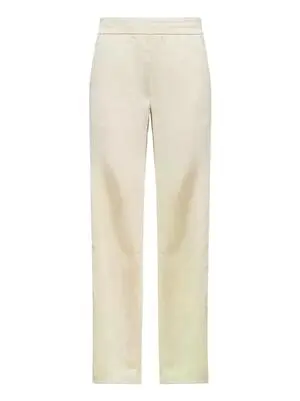 Off-White Straight-leg Satin Trousers With Lace Detail - Neutrals