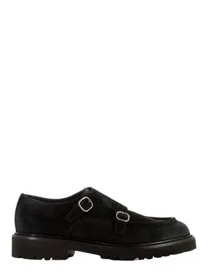 DOUCAL'S Double Buckle Apron Toe Monk Shoes - Brown