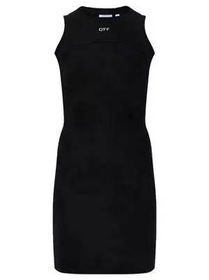 Off-White Logo Embroidered Mini Dress - Black