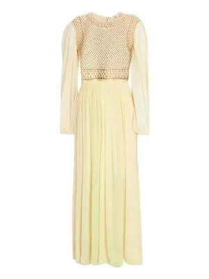 Zimmermann Crochet-paneled Georgette Maxi Dress - Neutrals