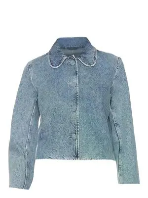 FRAME Peter Pan Collar Denim Jacket - Blue
