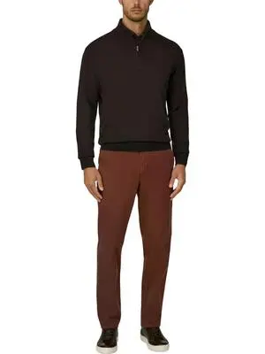 Boggi Milano Quarter-zip Jumper In Extra Fine Merino Wool - Brown