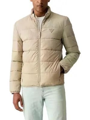 Guess Quilted Logo Patch Jacket - Neutrals