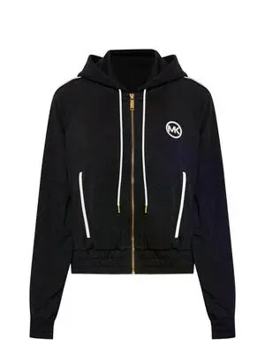 Michael Kors Logo Embroidered Zip-up Hoodie - Black