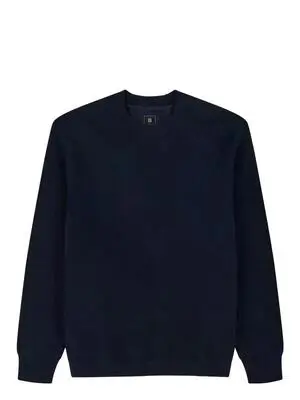 Boggi Milano Crew Neck Jumper In Merino Wool-blend Wooltech - Blue