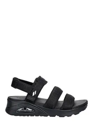 Sketchers Open Toe Platform Sandals With Touch-strap Fastening - Black