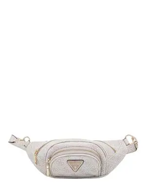 Guess Latona Monogram Print Logo Plaque Belt Bag - Neutrals