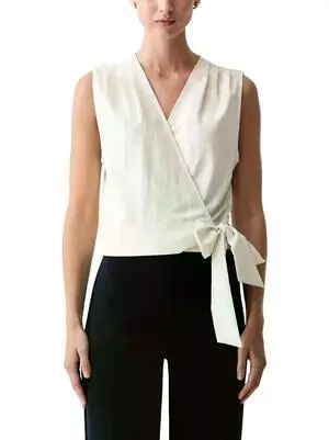 Sisley Wrap Design Sleeveless Top - Neutrals