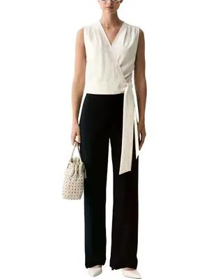 Sisley Wrap Design Sleeveless Top - Neutrals