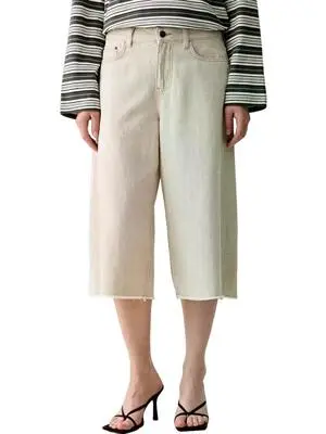 SISLEY Sisley Raw-Cut Wide-Leg Denim Shorts