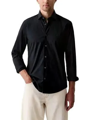 Marc O'polo Logo-embroidered Long-sleeve Shirt - Black