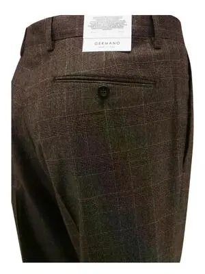 GERMANO 1952 Check Pattern Pleated Trousers - Brown